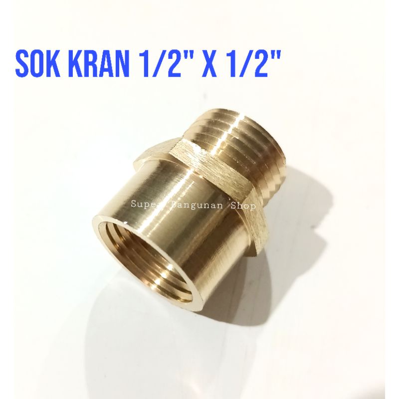 Jual Neple sok sambung Kuningan drat luar 1/2" x drat dalam 1/2" / neple sok kran SDL 1/2inch x ...