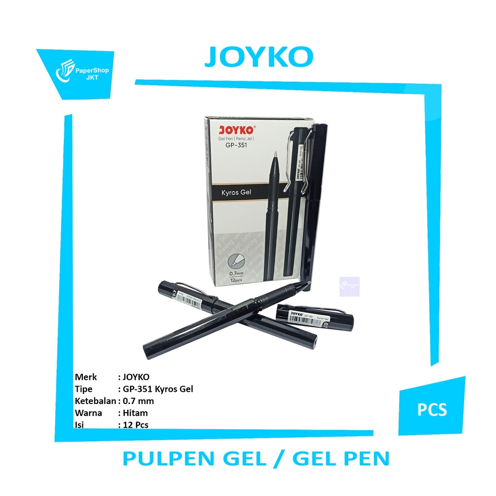 Jual JOYKO - Gel Pen GP-351 Kyros Gel Black - Pcs | Shopee Indonesia