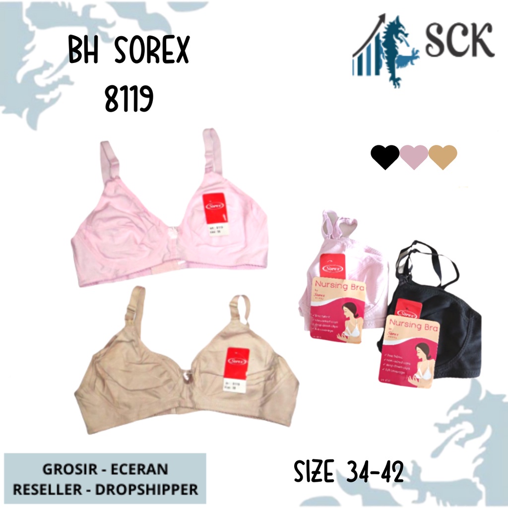 Jual BH SOREX 8119 MENYUSUI Tanpa Kawat Busa Tipis Polos Cup B-C ...