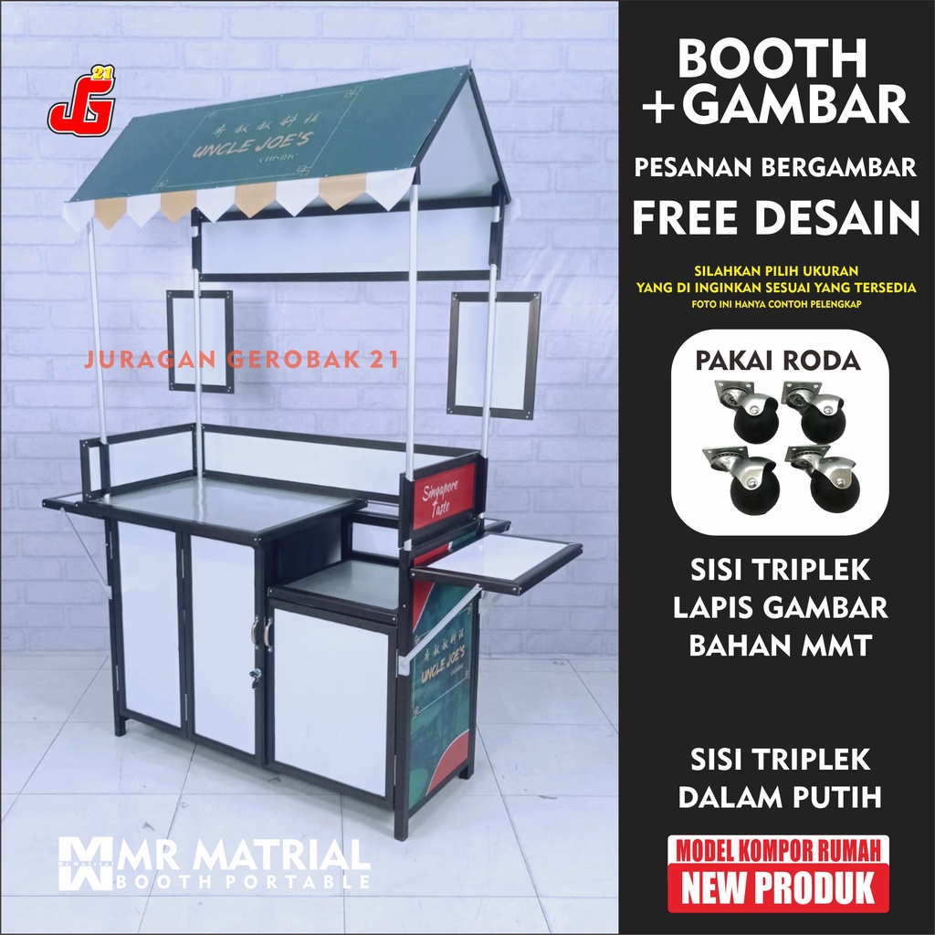 Jual Booth Portable Atap Rumah Komplit Kompor Tulang Hitam Gerobak ...