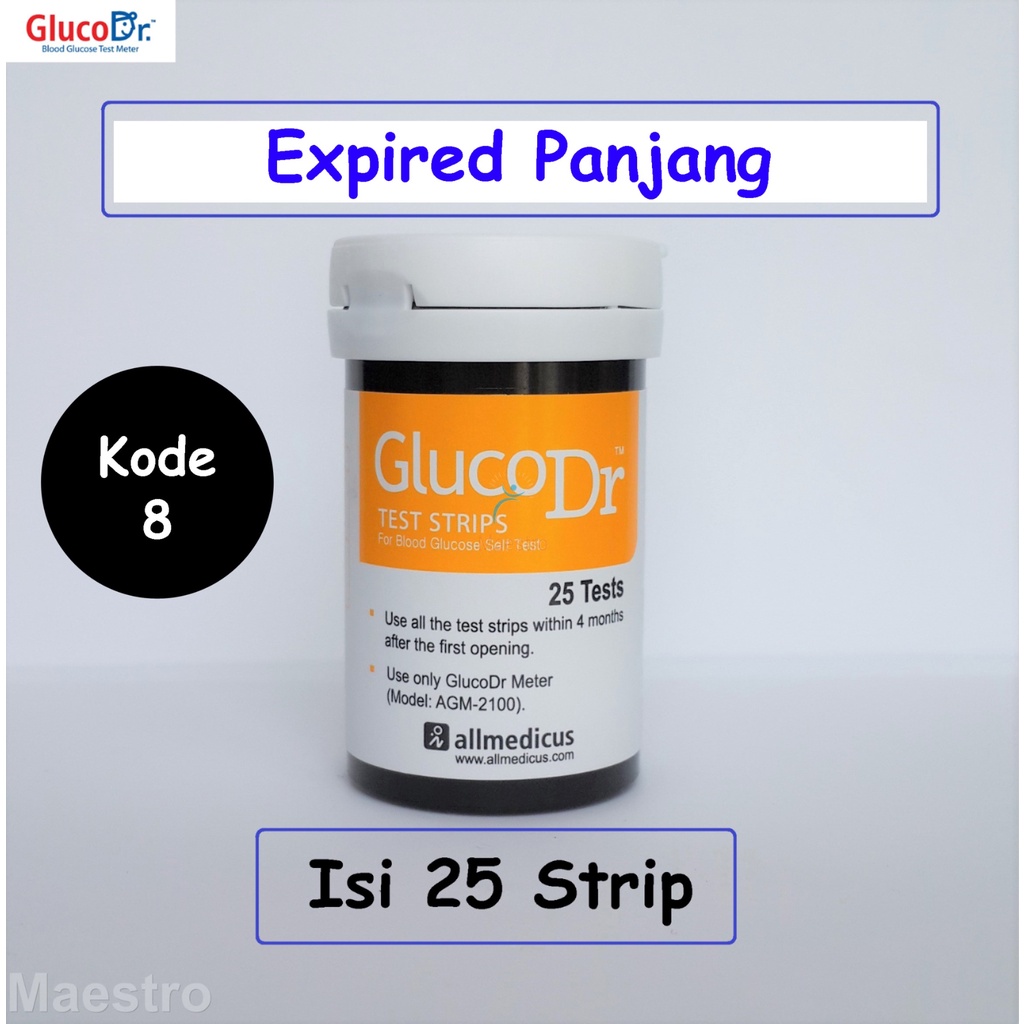 Jual Strip GlucoDr Isi 25 BioSensor Kode 8 Gluco Dr Tes Gula Darah AGM ...