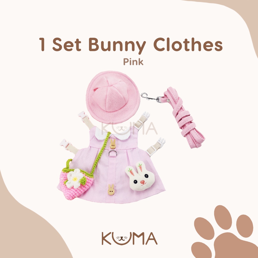 Jual [KUMA] 1 SET Pink Baju Dress Kelinci Pink | Aksesoris Baju Kelinci ...