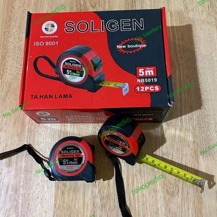 Jual Meteran karet tebal SOLIGEN 5 mtr measuring tape SOLIGEN tebal ...
