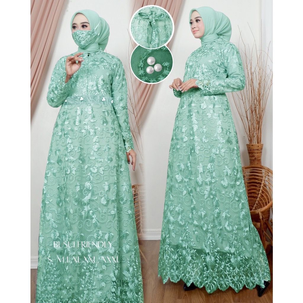 Jual GAMIS BUSUI HAFIRA/ GAMIS MUSLIM FULL BRUKAT/ GAMIS BRUKAT TILE ...