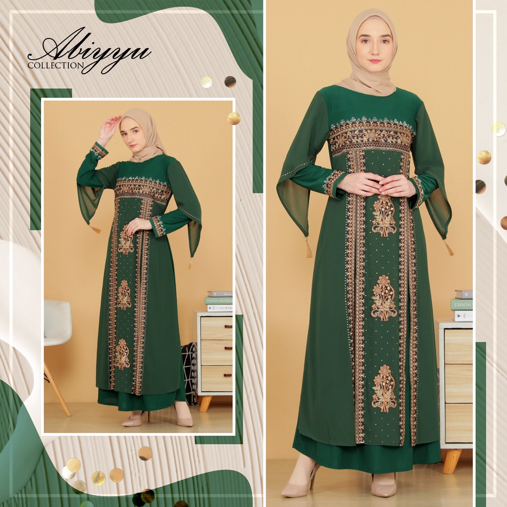Jual TA9021 | Gamis Abaya Turki Mewah Turkey Bahan Jersey mix Ceruty ...