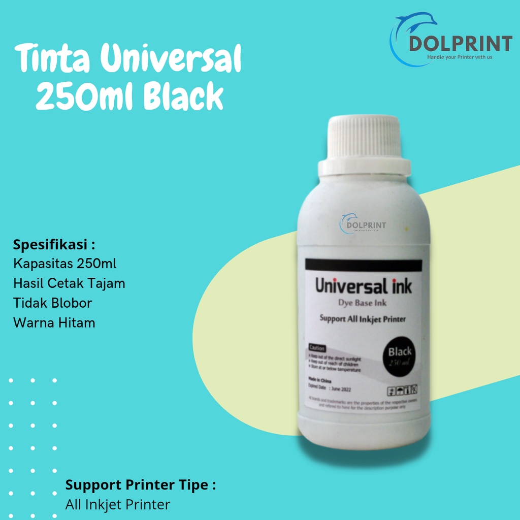 Jual Tinta Universal 250ml CMYK, Printer HP Canon Brothr Epson Tinta Refill Universal 250ml ...