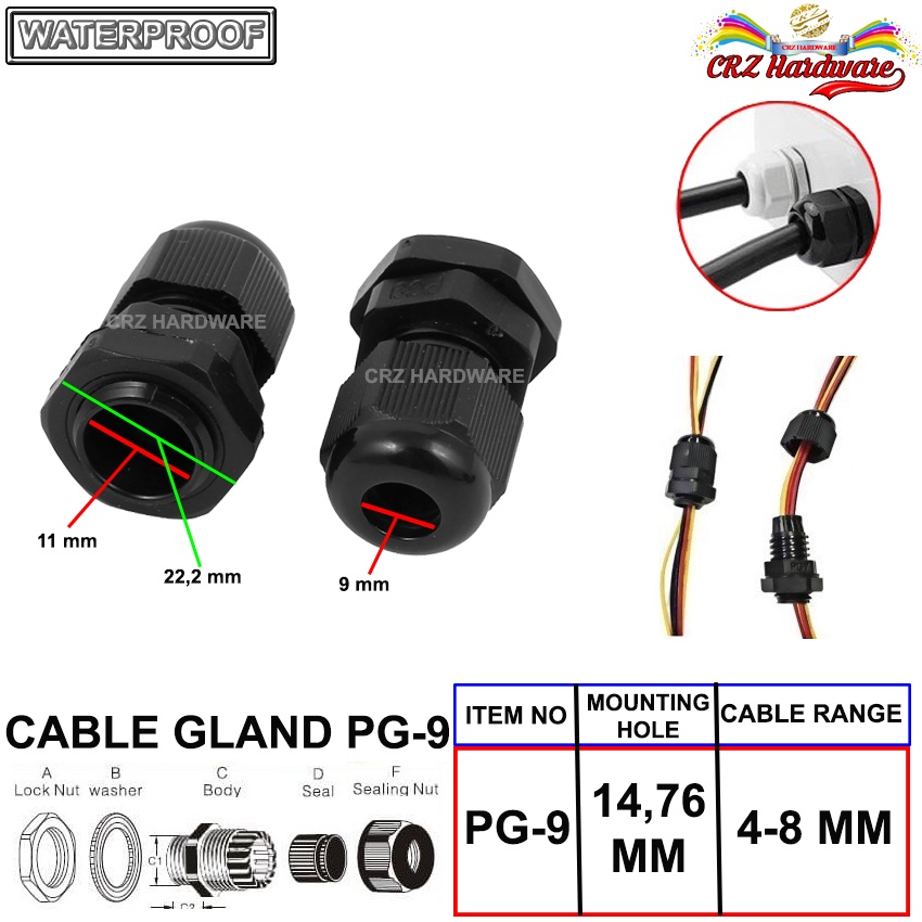 Jual Cable Gland PG 9 Konektor Pelindung Klem Kabel Glan Listrik ...