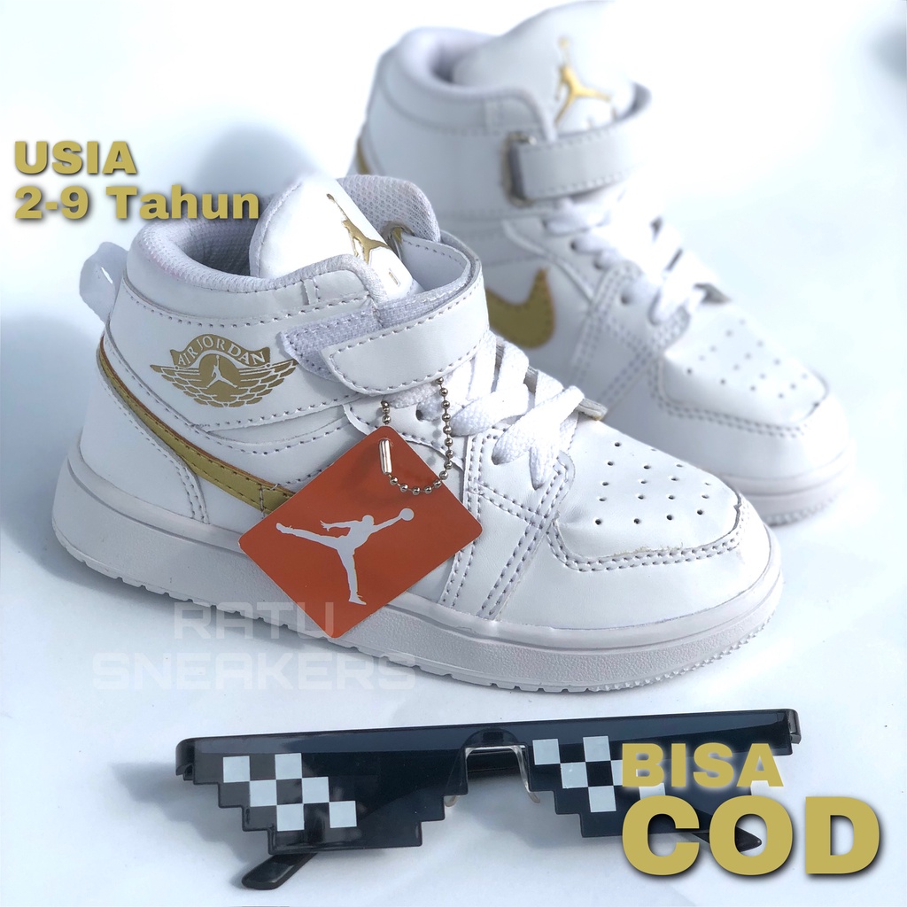 Jual WHITE GOLD EDITION sepatu anak jordans sneakers anak kekinian ...
