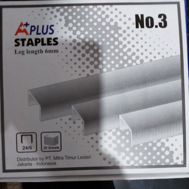 Jual isi staples no 3 merk A plus 6mm ( harga promo isi 20 kotak ...