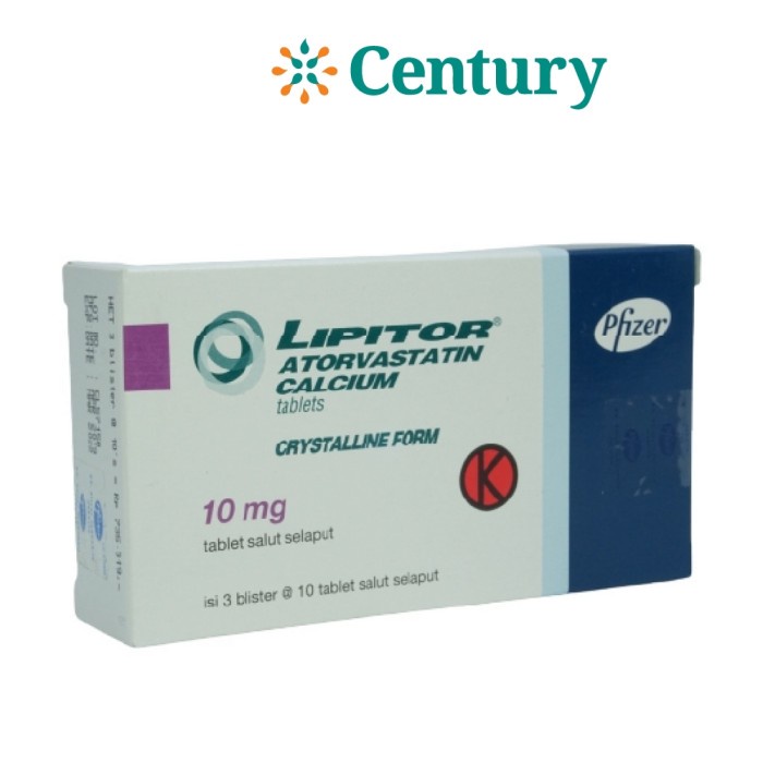 Jual LIPITOR 10 MG 1 STRIP ISI 10 TABLET/ATORVASTATIN/KOLESTROL ...