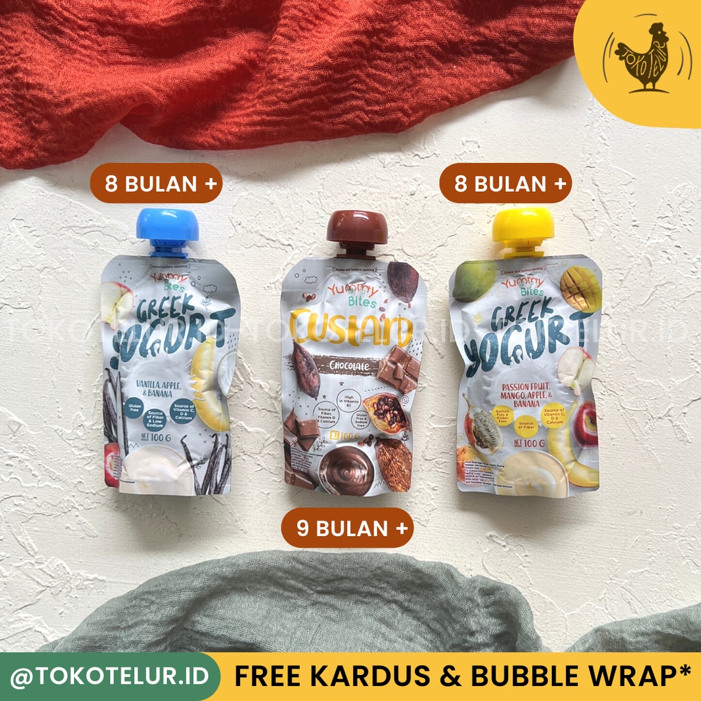 Jual YUMMY BITES - Greek Yoghurt & Custard | Cemilan MPASI PURE Buah ...