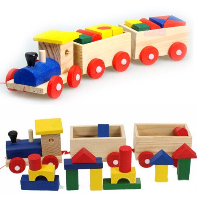 Jual [LOGU] Mainan puzzle kereta api bentuk kayu anak,Building Block ...