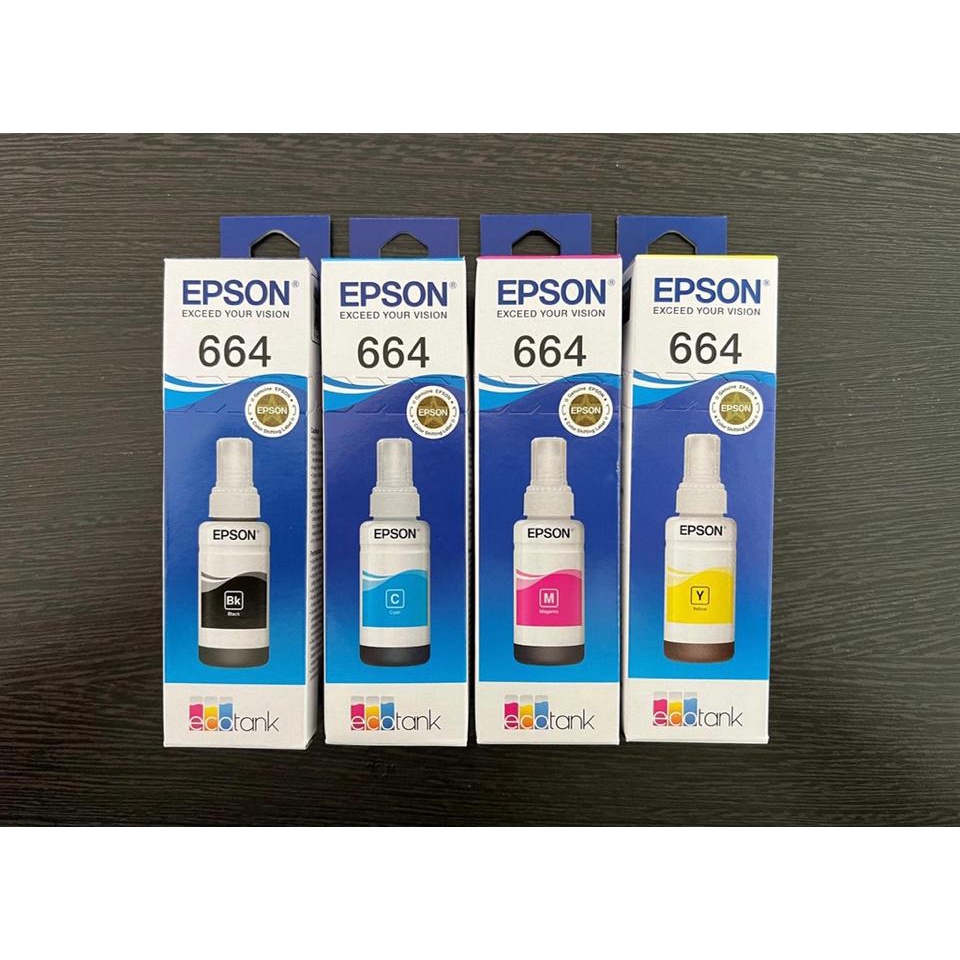 Jual Tinta Epson 664 Original / L100 Black, C, M & Y (T6641/6642/6643/6644 Series) | Shopee ...