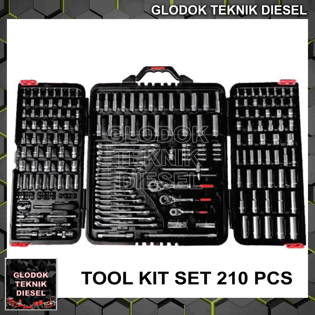 Jual WIPRO 1/4" 3/8" & 1/2" Tool Box Kit Set TS 210 PCS METRIC INCH ...