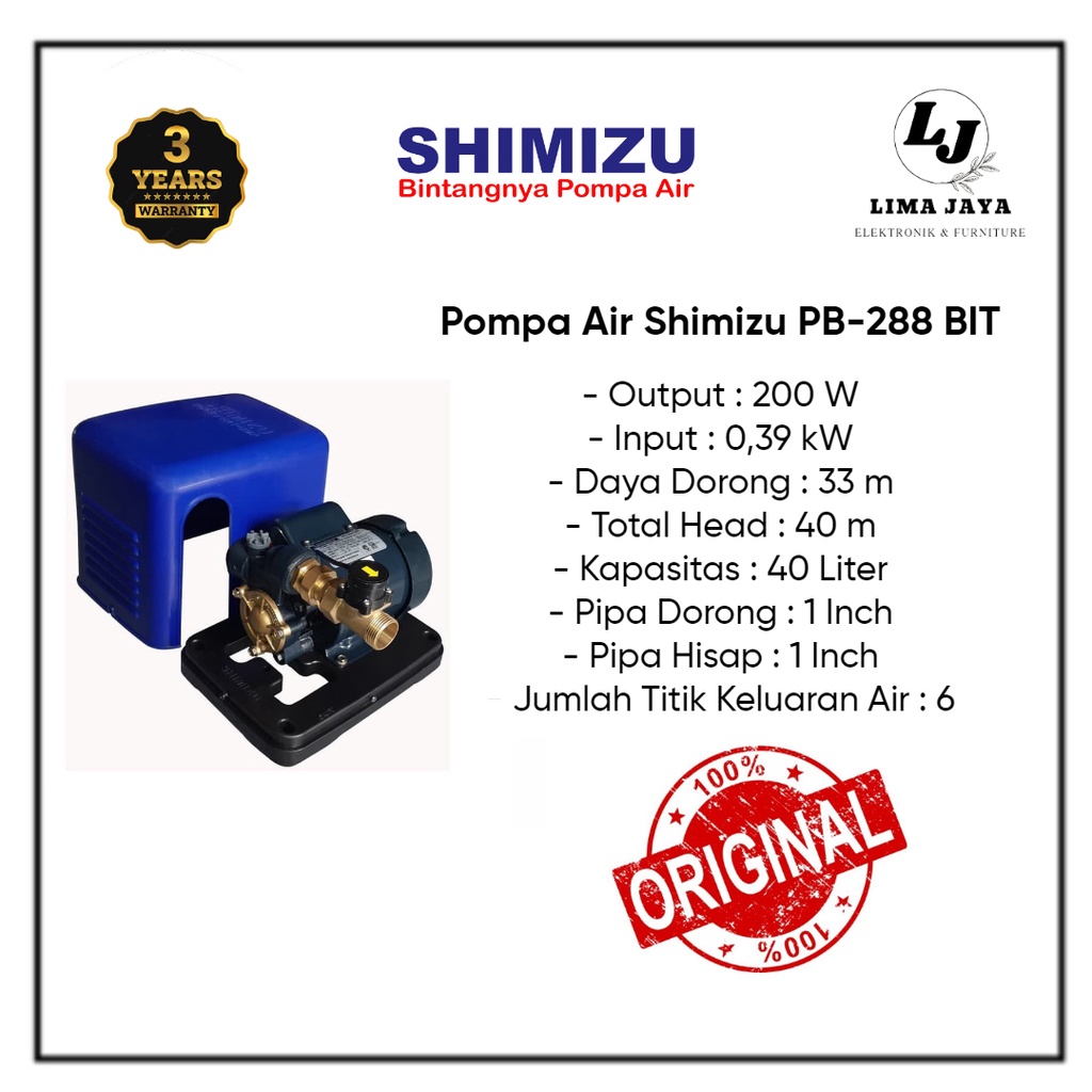 Jual Pompa Air Shimizu PB-228BIT Mesin Pompa Dorong Air Otomatis Sumur ...