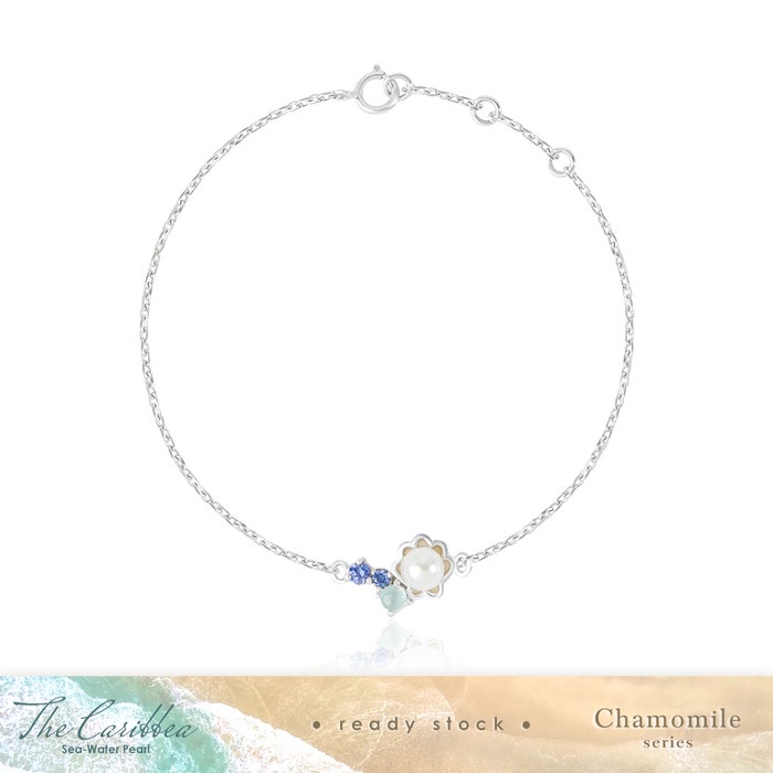 Jual Gelang Mutiara Emas The Caribbea White Gold 17K Chamomile ...