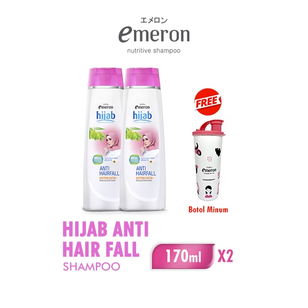 Jual Emeron Shampoo Hijab Anti Hairfall 170 Ml X2 Free Botol Minum ...