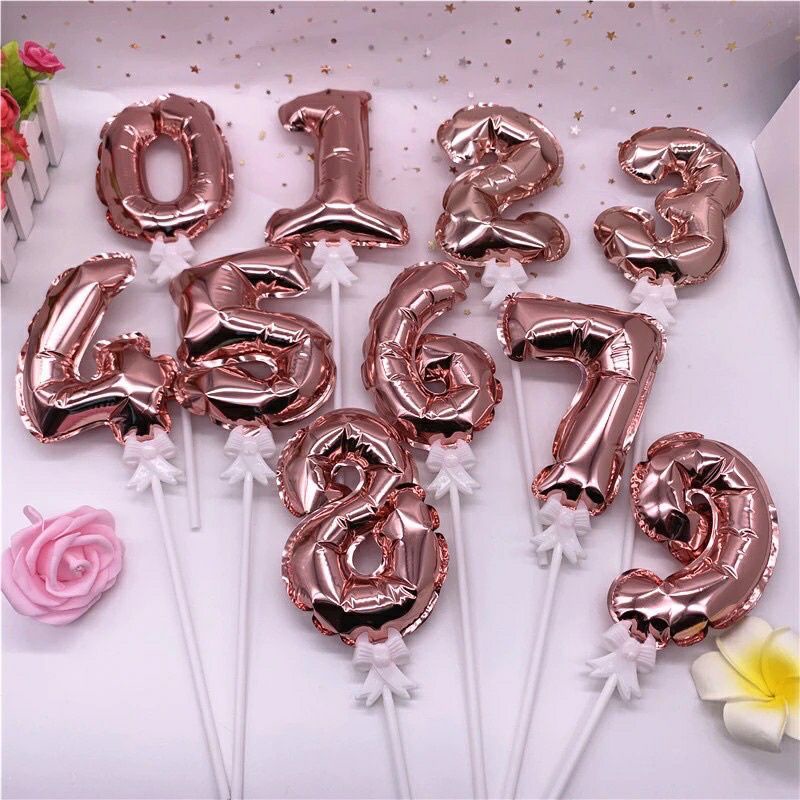 Jual Cake topper balon foil angka mini 6 inch | topper balon angka ...