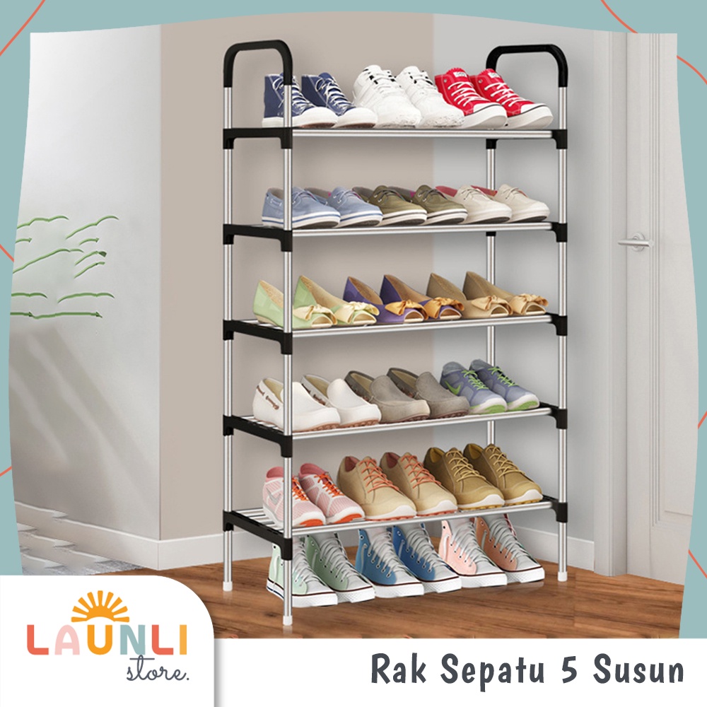 Jual Rak Sepatu Sandal Susun 5 Tingkat Shoe Rack Holder Payung Besi ...
