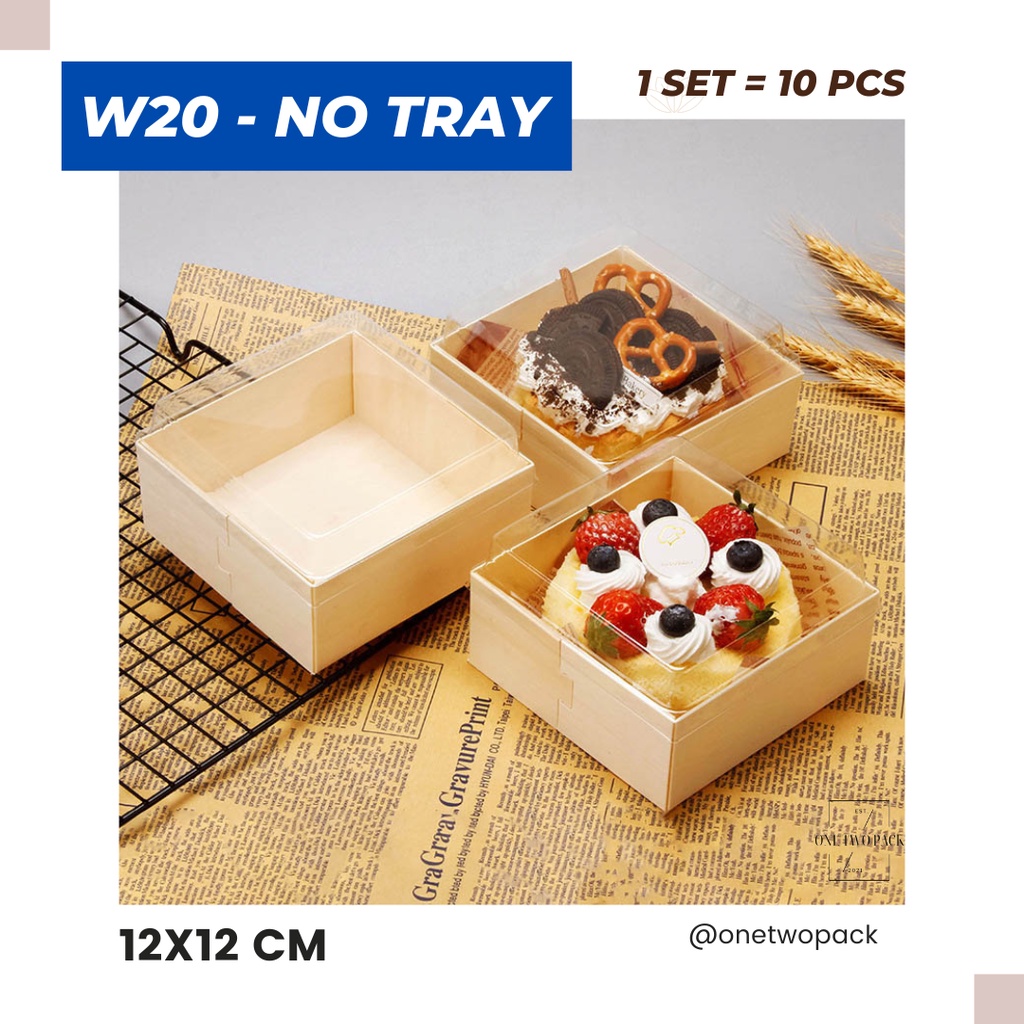 Jual [10 pcs] W20 TANPA TRAY | Wooden Box Mini Tart 12x12 cm Kotak Kue ...