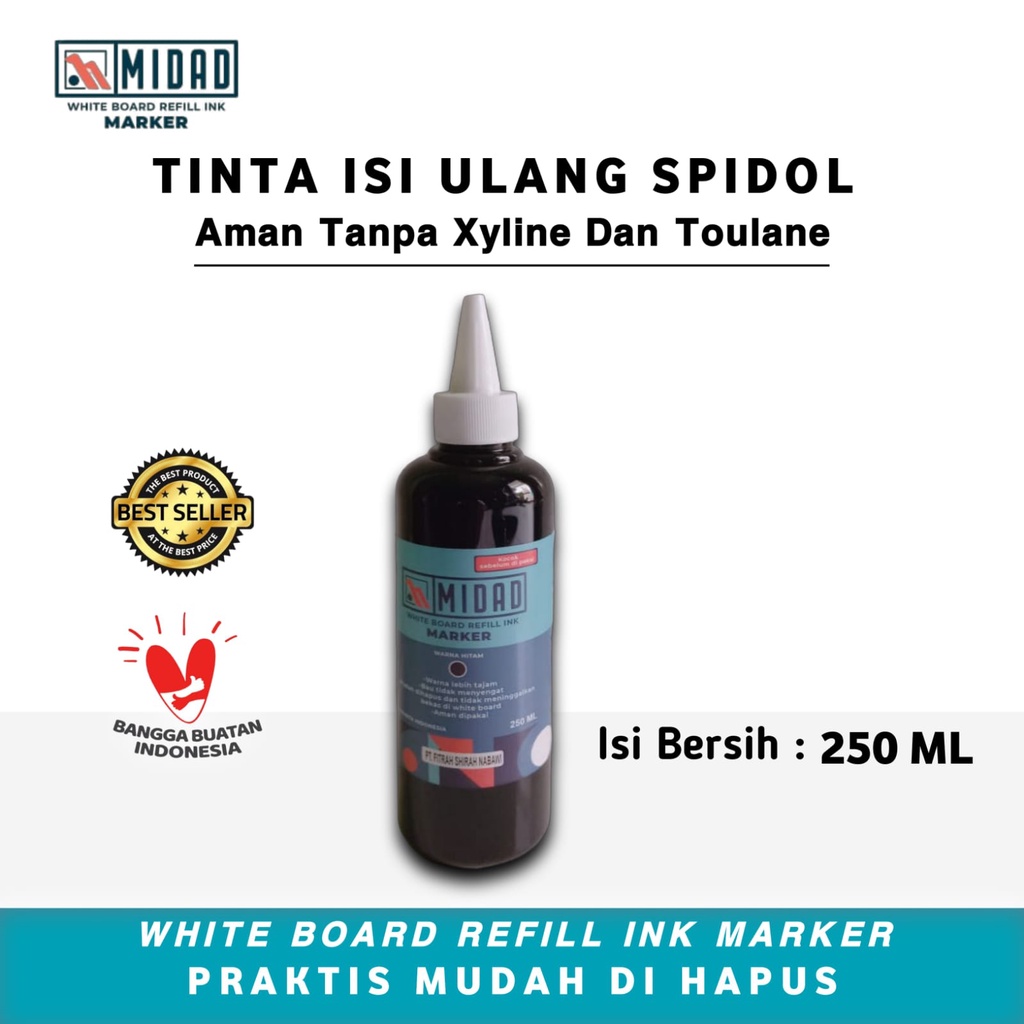 Jual Tinta Spidol Whiteboard MIDAD Reffil Tinta Spidol 250 ml | Shopee ...