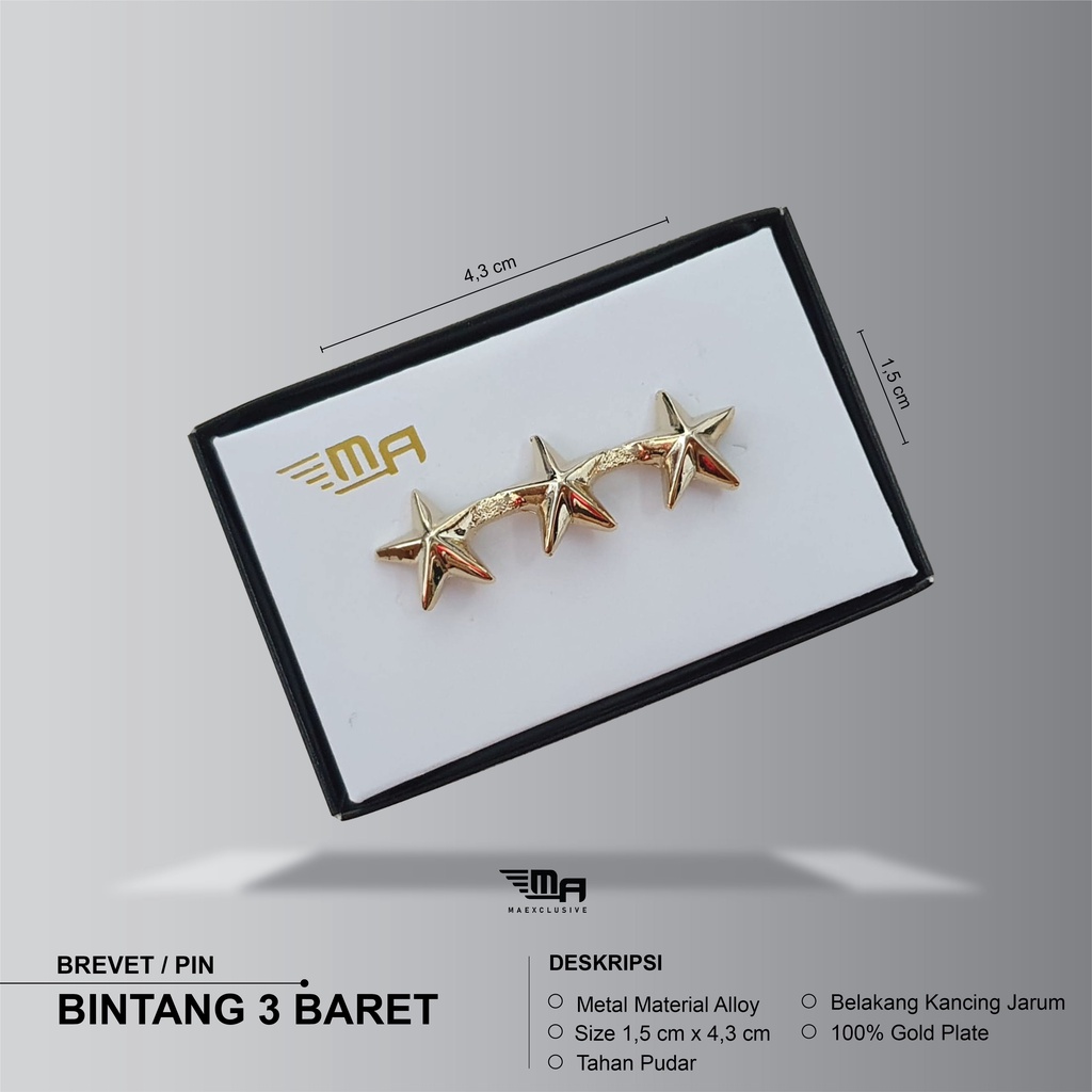Jual PIN BINTANG 3 BARET PDH BRIVET BREVET PIN BINTANG 3 BARET | Shopee ...