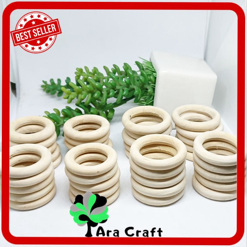 Jual 12 pcs Ring kayu / wooden beads / Ring macrame | Shopee Indonesia