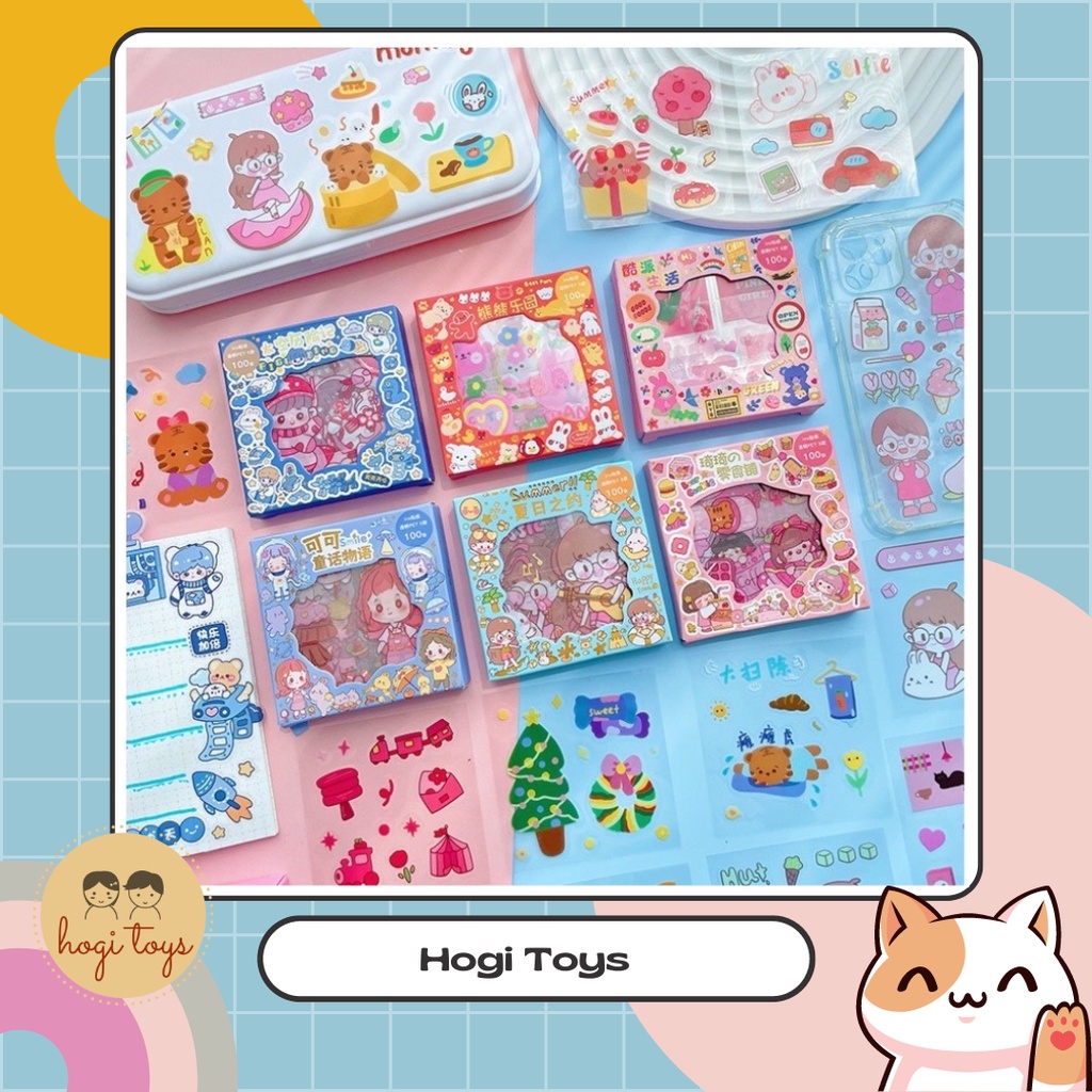 Jual Sticker Box Kecil Isi 100 Lembar Stiker PVC Lucu Anti Air Aestetik ...