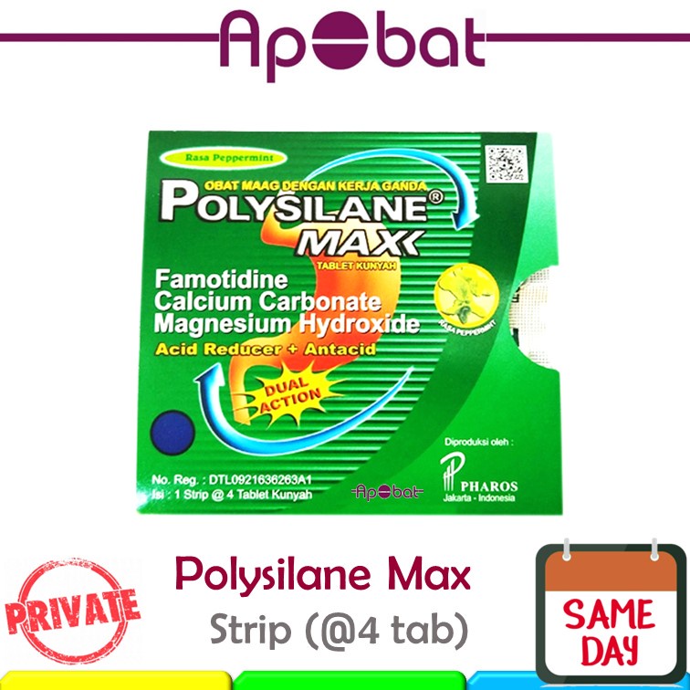 Jual - ApObat - Polysilane MAX STRIP isi 4 Tablet Obat Lambung Maag ...