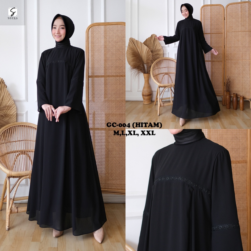 Jual Seenaoutfit - GC 04 HITAM BAJU GAMIS PUTIH WANITA BRUKAT GAMIS ...