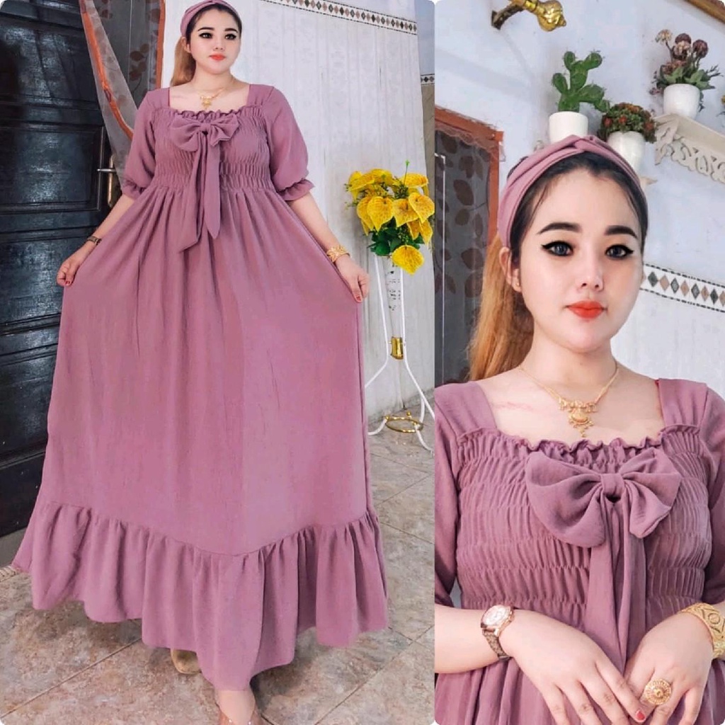 Jual Gamis wanita Cringkel Pita Anoraa Free bandana STANDART & JUMBO ...