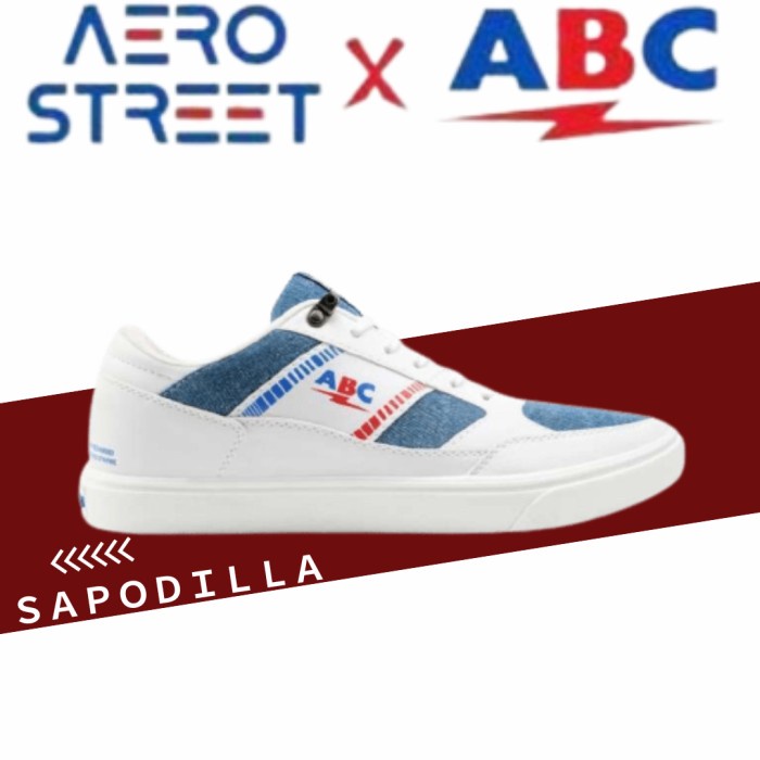 Jual Sepatu aerostreet X baterai ABC putih biru sneakers casual pria ...