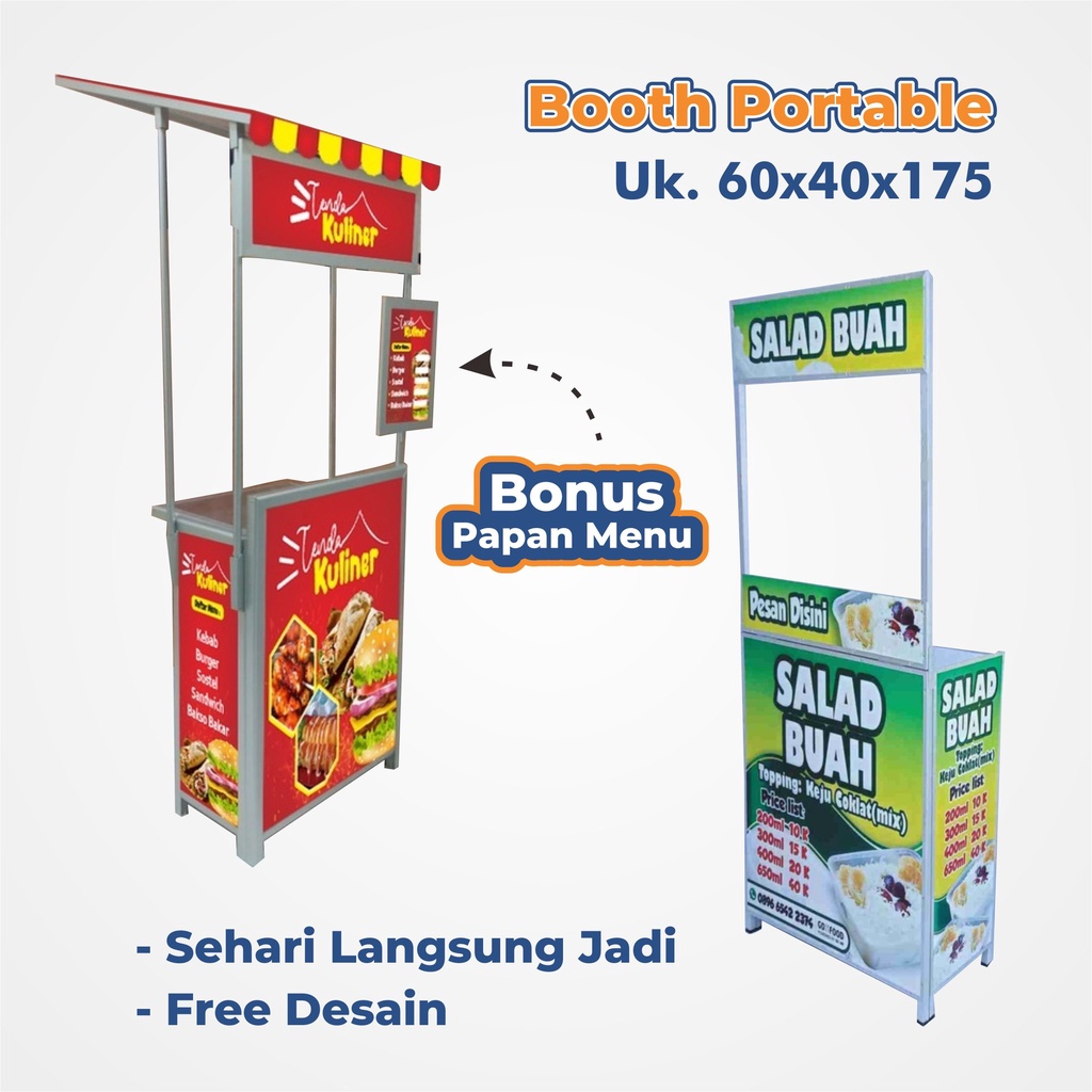 Jual Booth Portable 60x40x175 Minimalis / Gerobak Lipat / Meja Jualan ...
