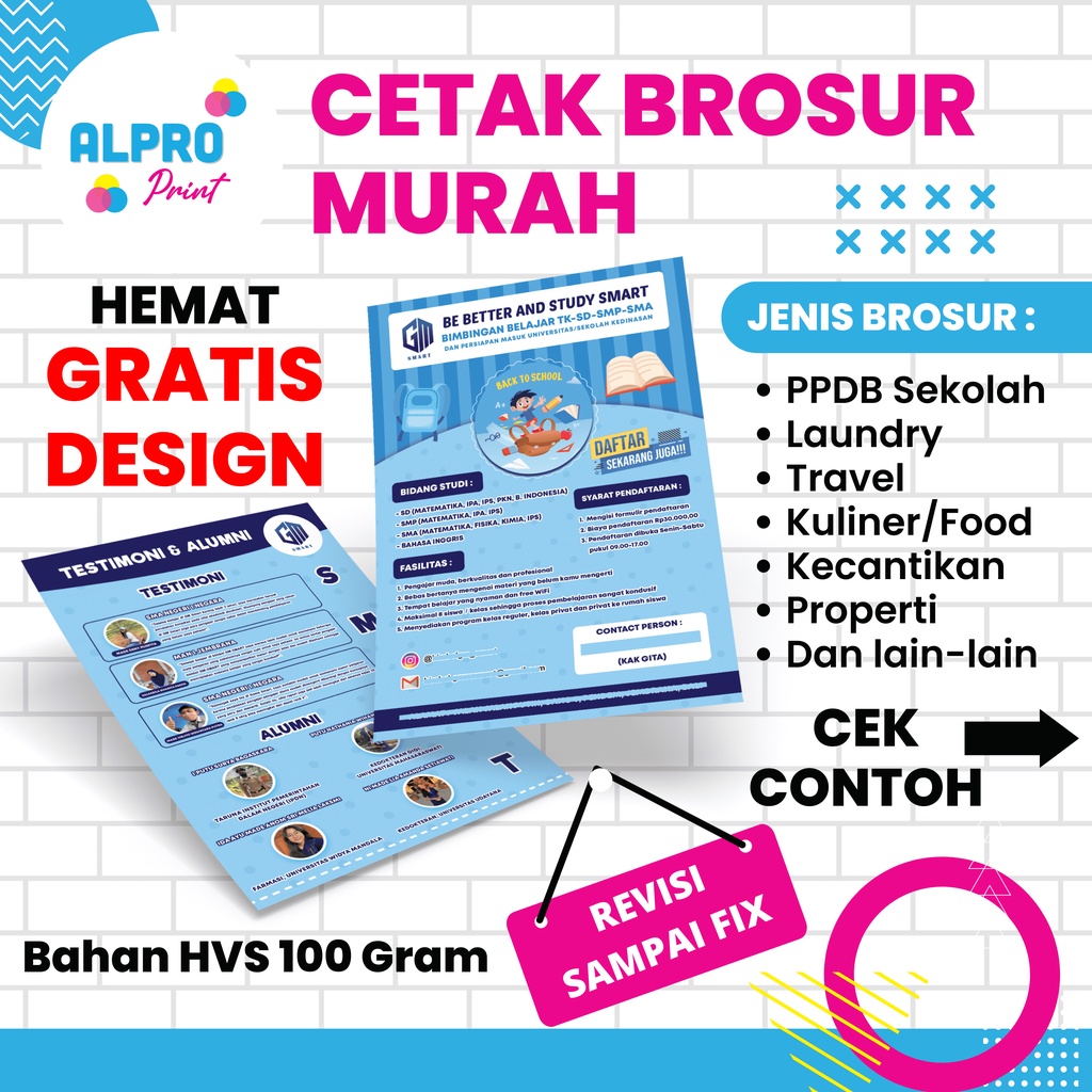 Jual CETAK BROSUR MURAH GRATIS DESIGN | UKURAN A5, A6, A7, DL | BISA CUSTOM SESUAI KEINGINAN ...