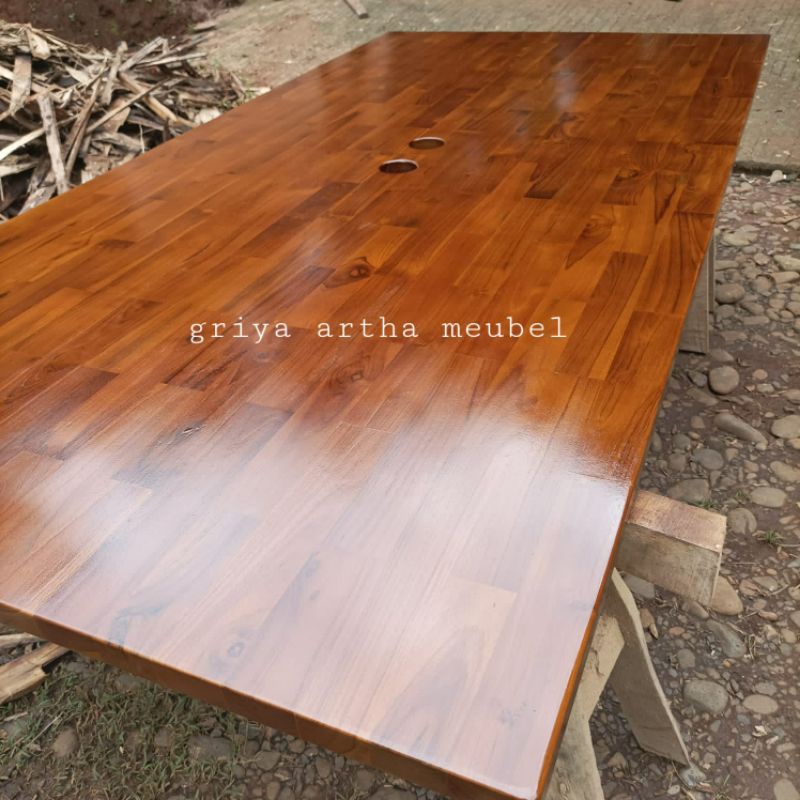 Jual Papan jati laminasi 160×60×2 daun meja laminasi kayu jati tpk perhutani | Shopee Indonesia