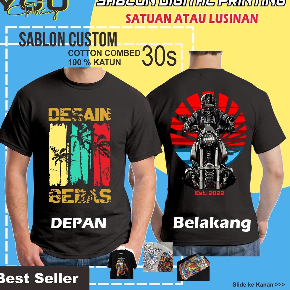 Jual TERBARU SABLON DEPAN BELAKNG / BAJU KAOS SABLON CUSTOM SATUAN FOTO ...