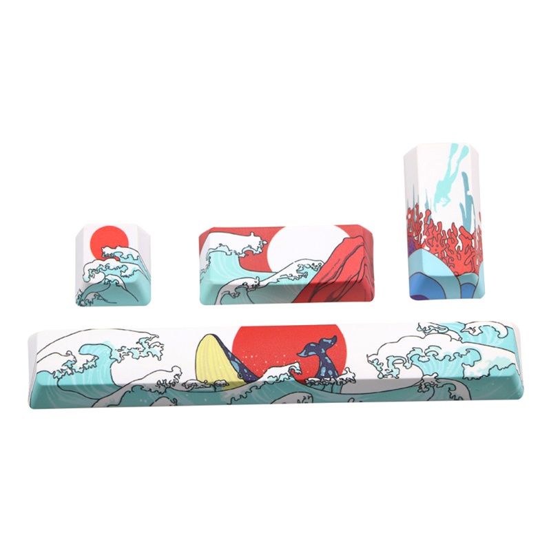 Jual Keycaps PBT Ukiyo e Japanese sea waves - coral sea 60% keyboard ...