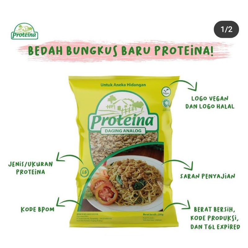 Jual VEGETARIAN FOOD PROTEINA DAGING ANALOG 250GR | Shopee Indonesia