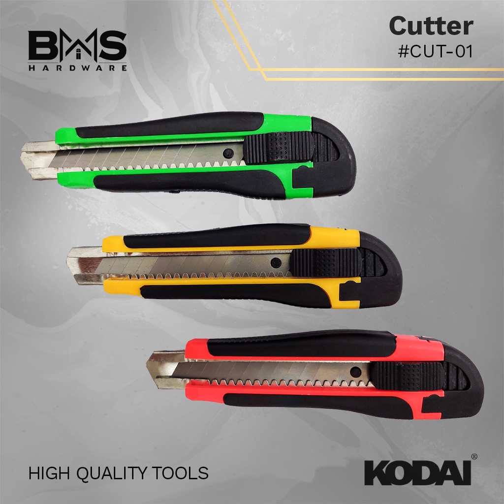 Jual (12 PCS) CUTTER BESAR Gagang Karet Auto Lock Pisau Cutter KODAI ...