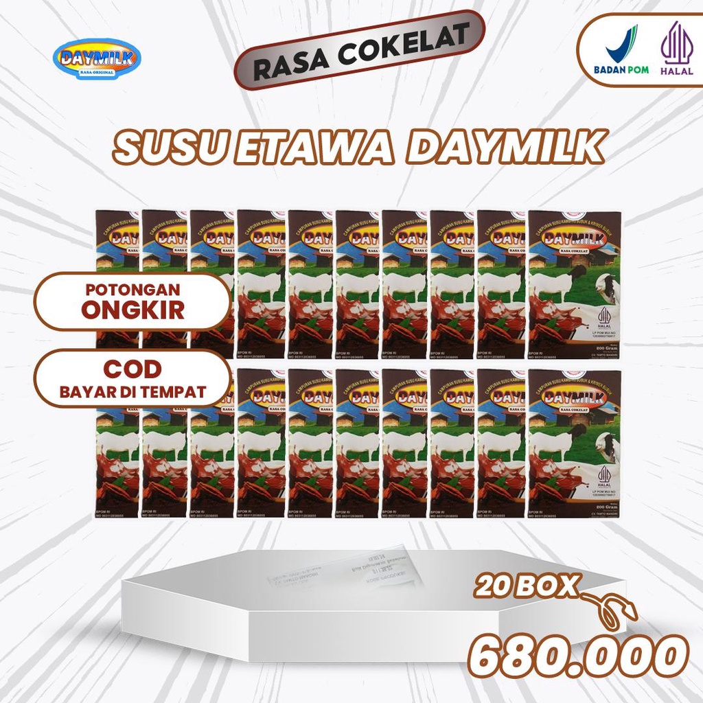 Jual Susu Daymilk Etawa Rasa Cokelat 200 Gram 20 Box | Shopee Indonesia