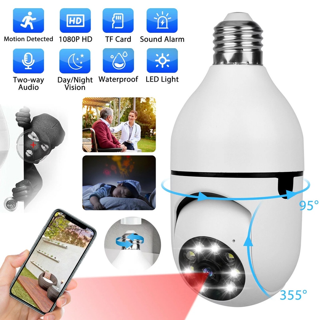 Jual CCTV Wifi IP Camera Bulb Xmeye ICSEE V380 Panoramic Bohlam ...
