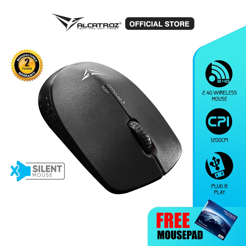 Jual Mouse Wireless Alcatroz AirMouse 3 Silent USB 2.4G Wireless 1200 ...