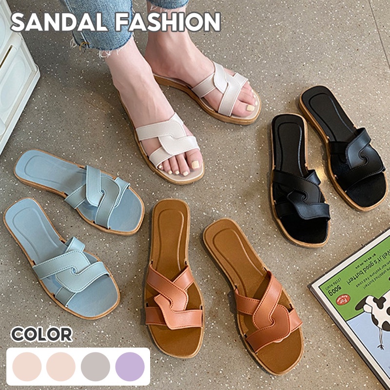 Jual FUFU sendal slop/sandal rumah / sandal wedges baru /Sandal Wanita ...