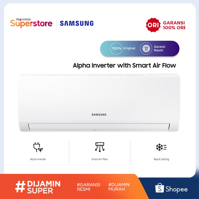Jual Samsung AC Split Wall Mounted Dinding Inverter Alpha Smart Airflow ...