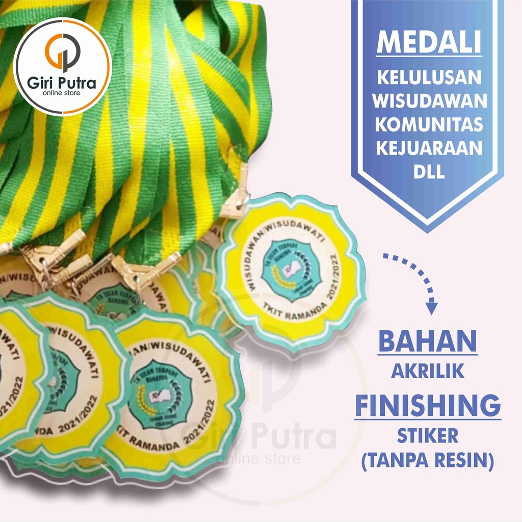 Jual Medali Kelulusan sekolah / Medali Wisuda / Medali Akrilik Stiker ...