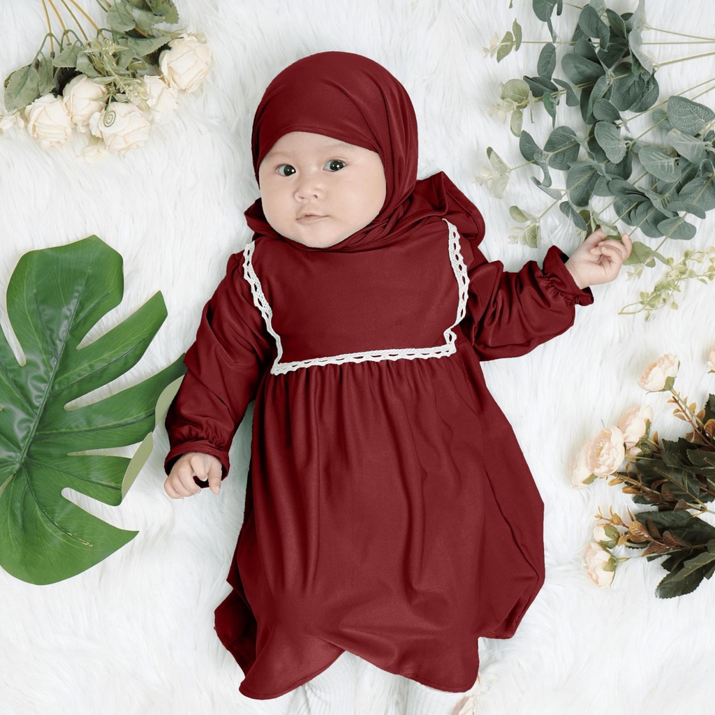 Jual Gamis Bayi New Aqila + Free Hijab 0-18bulan Jersey Super Lembut ...