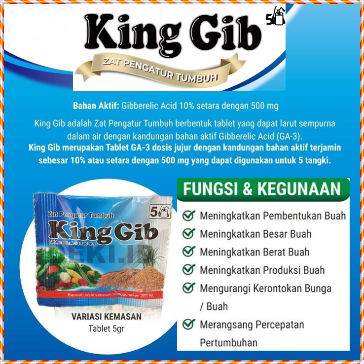 Jual GA3 King Gib Sachet Hormon Giberelin Acid Asam Giberelat Kinggib ...