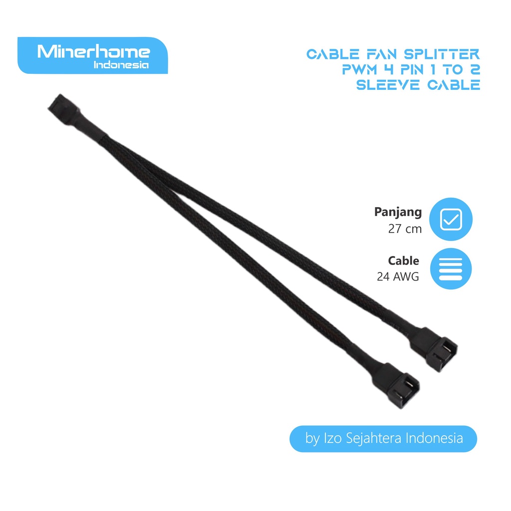 Jual Kabel PWM Fan Splitter 4 Pin 1 to 2 Sleeve Cable High Quality ...