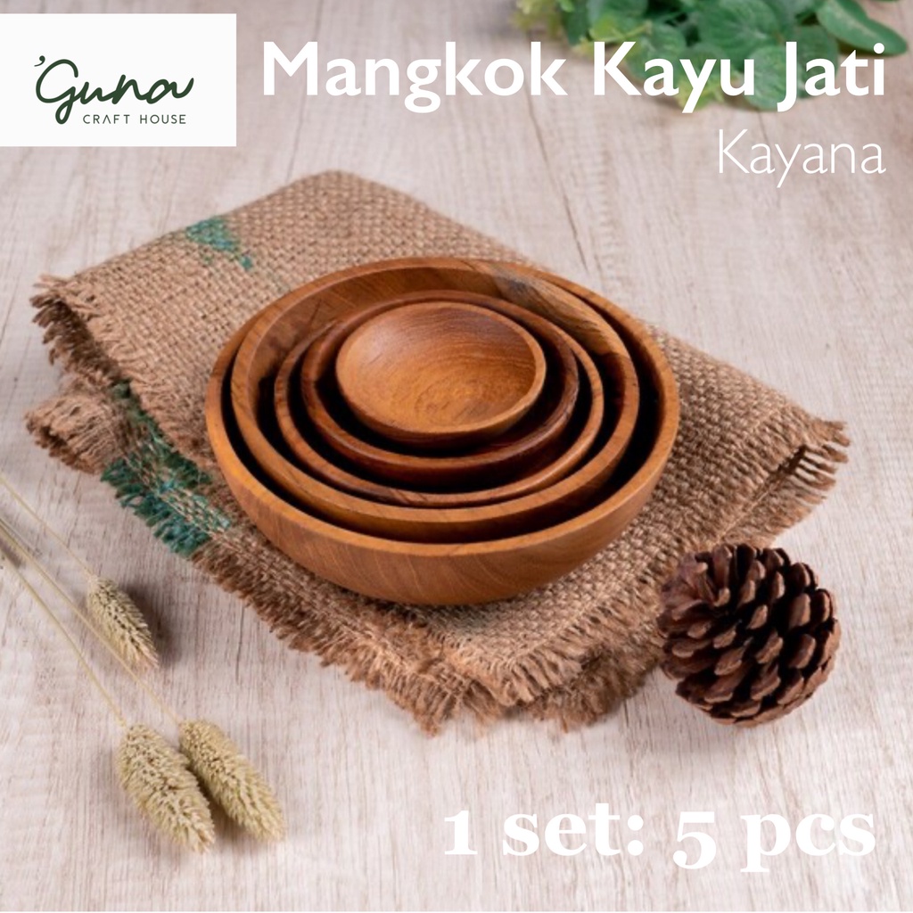 Jual Mangkok Kayu Jati Kayana - Natural Teak Wooden Bowl Mangkuk ...