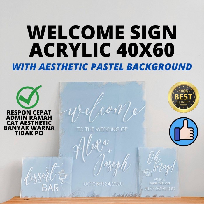 Jual Welcome sign acrylic aesthetic 40x60 2mm akrilik | Shopee Indonesia